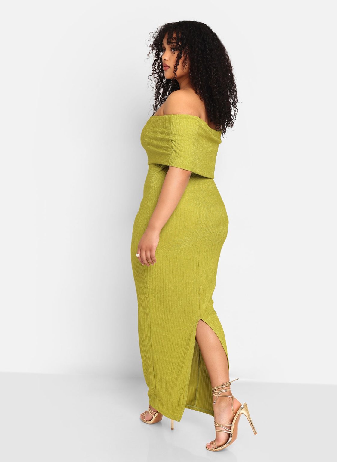 Brynta Textured Overlay Maxi Bodycon Dress – Chartreuse – Rebdolls