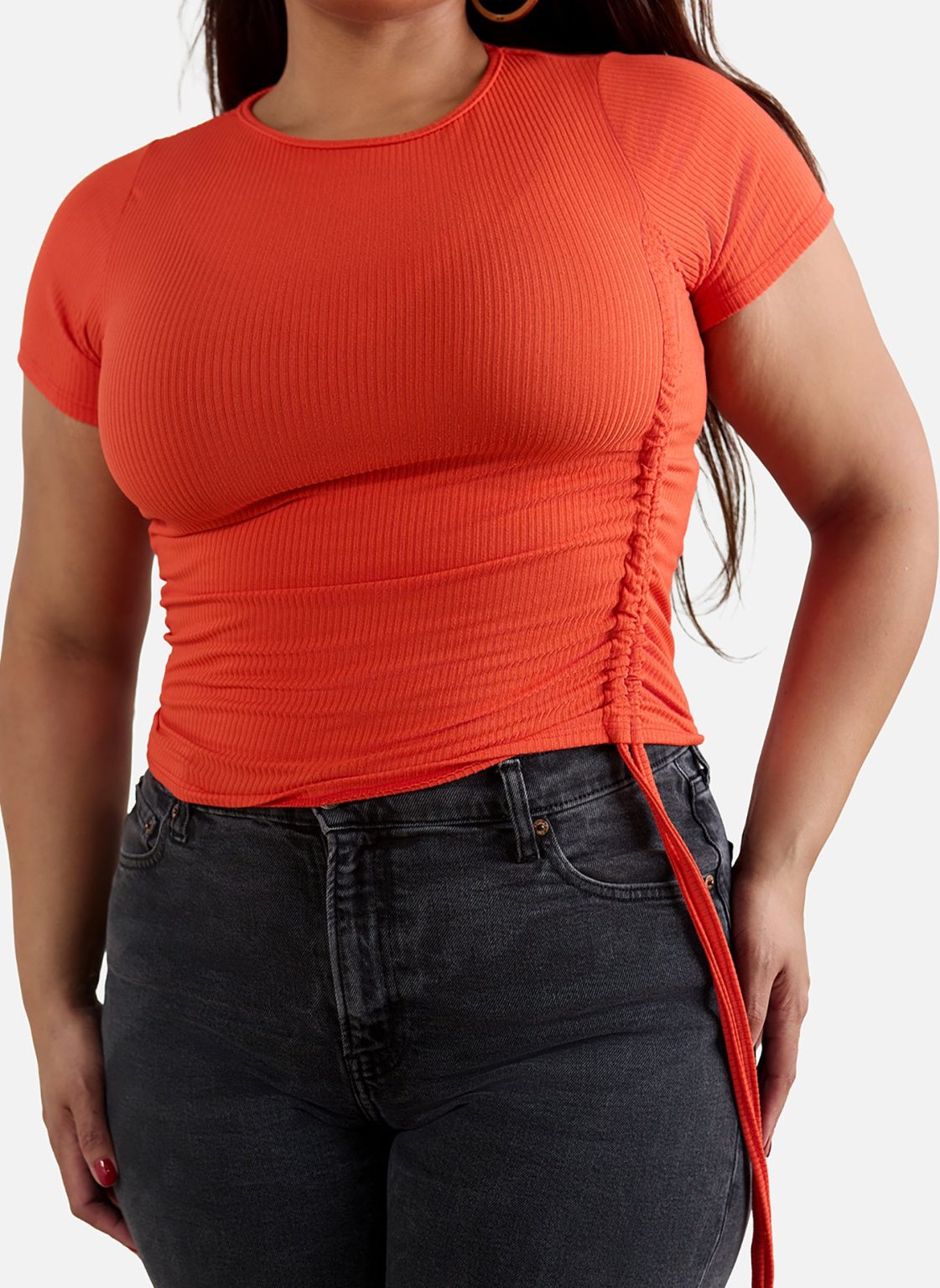 Lola Drawstring Crew Neck Crop Top – Rebdolls